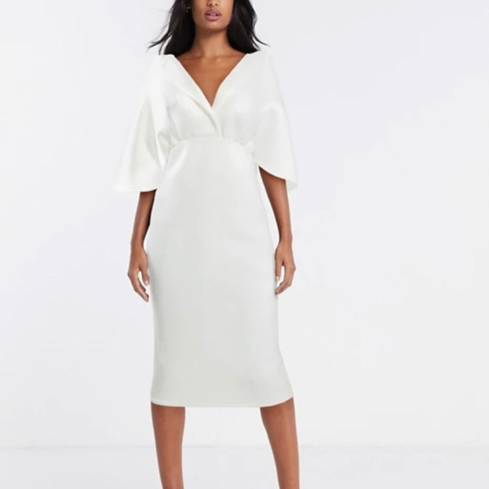 White Structured Midi Dress - Gem